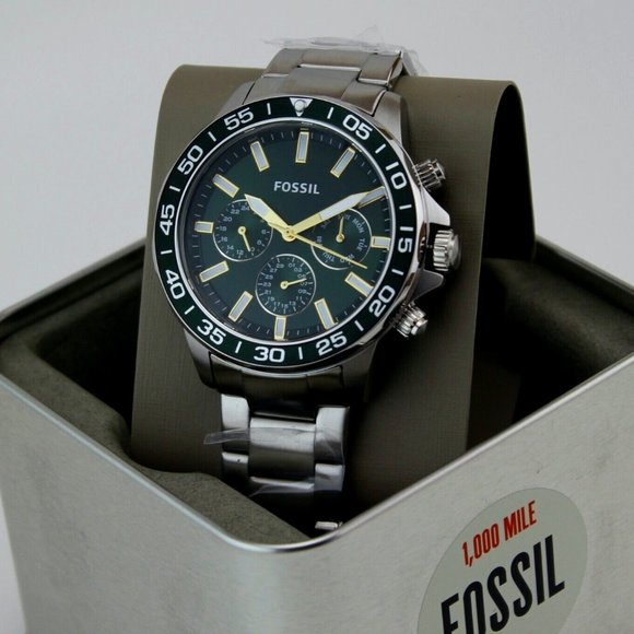 Fossil | Accessories | Last One Fossil Luxury Silver Green Dial Mens ...